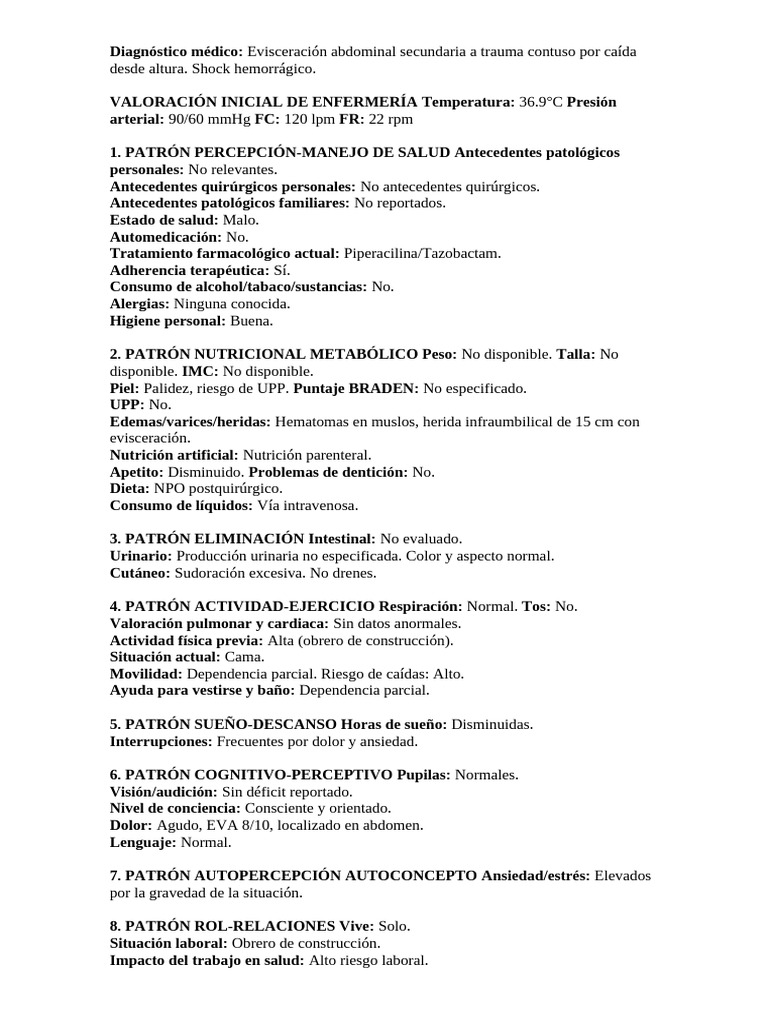 Valoración Inicial de Enfermería | PDF | Ansiedad | Enfermedades y trastornos