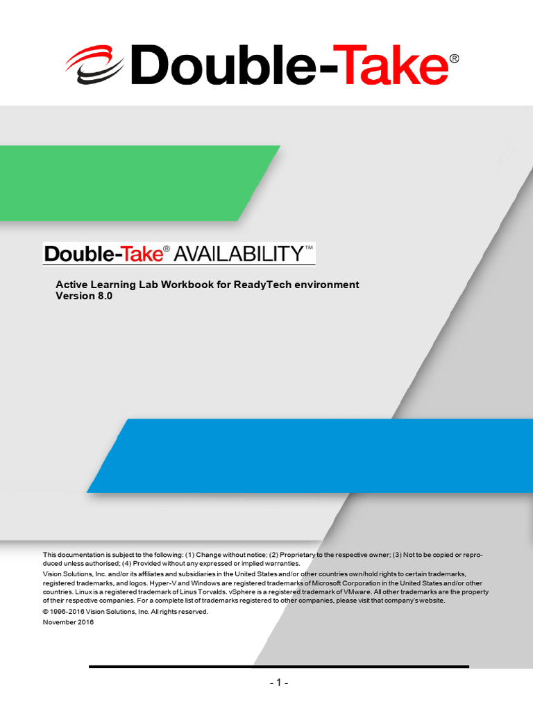 Double-Take Availability v8 Lab Workbook | PDF | Windows Registry | Databases