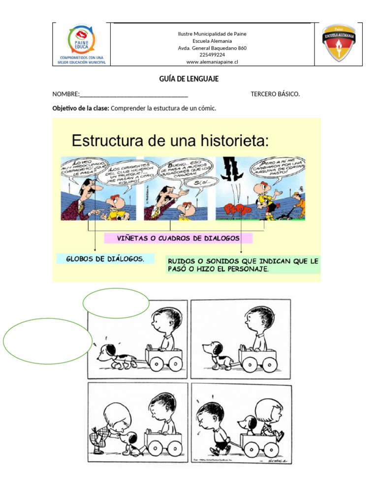GUÍA DE LENGUAJE COMICS TERCERO BASICO | PDF