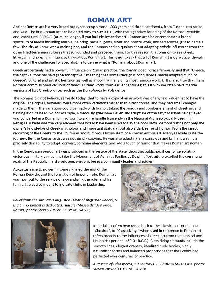 Characteristics of Roman Art | PDF | Roman Empire | Ancient Rome
