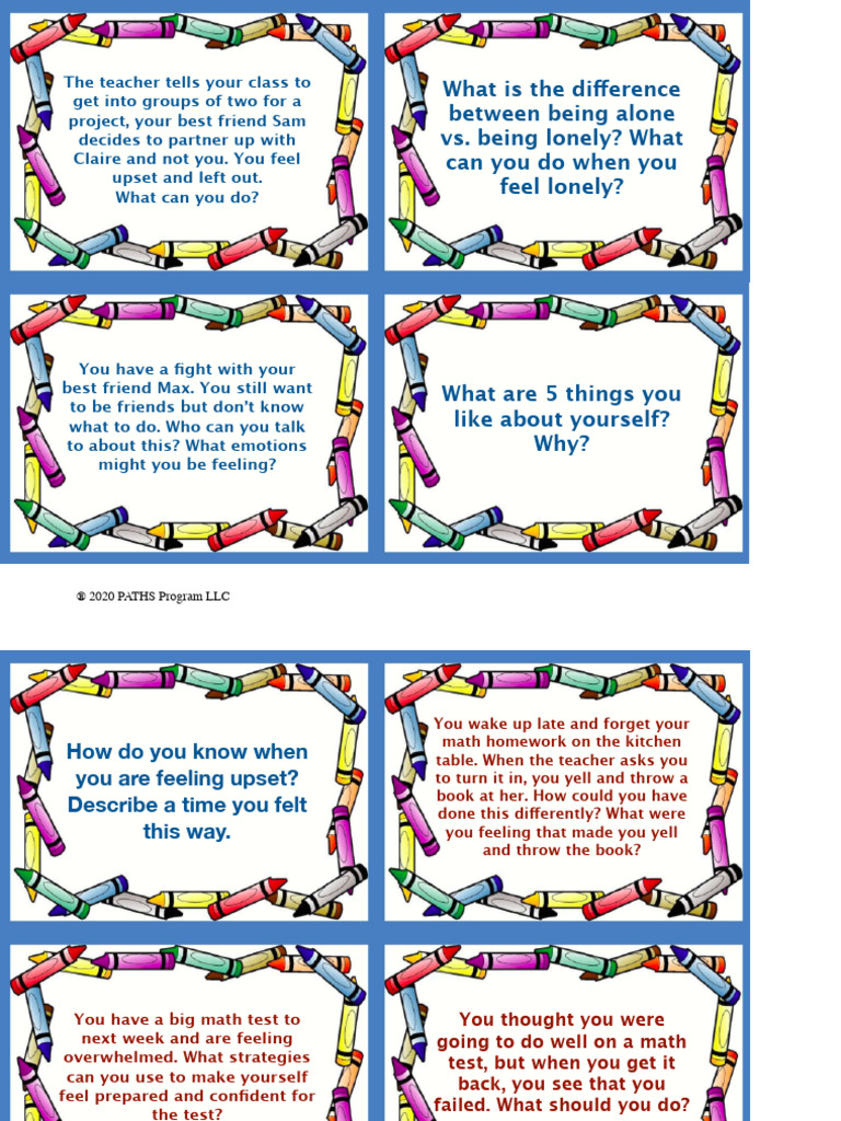 PATHS Social and Emotional Card Game! | PDF
