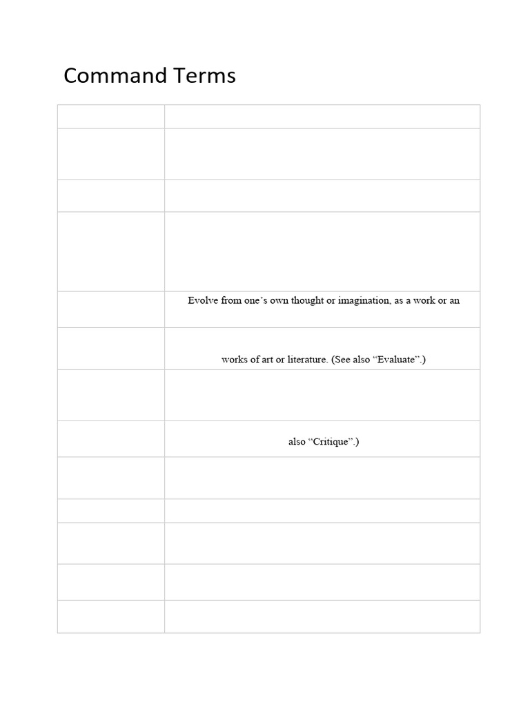 Command Terms and Assessment Criteria MYP 5 | PDF | Linguistics ...