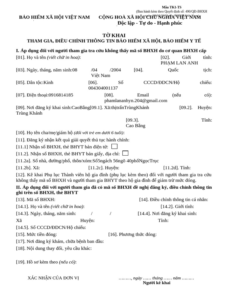 Mẫu TK01-BHXH | PDF