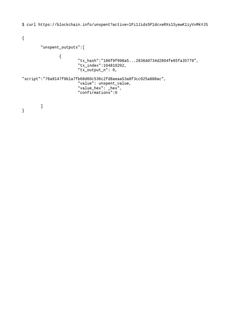 Blockchain Unspent or Unconfirmed Transaction Scripttxt PDF Free | PDF