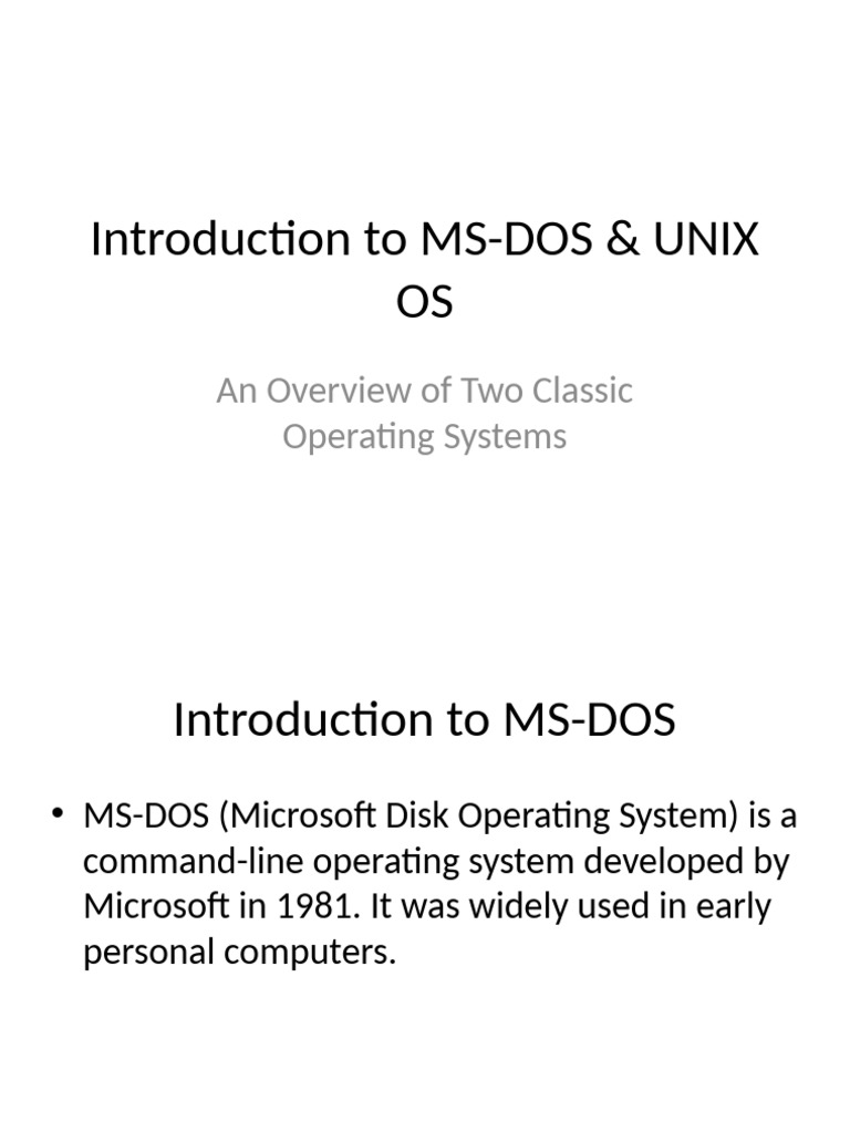 Introduction To MS-DOS and UNIX | PDF