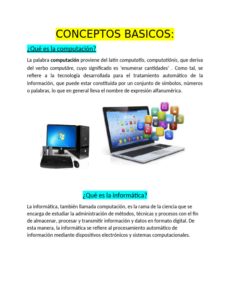 Conceptos Basicos Computacion | PDF | Informática | Programa de computadora