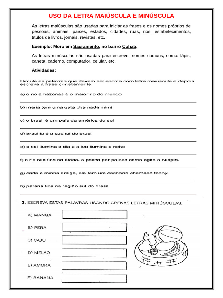 Uso Da Letra Maiúscula e Minúscula | PDF