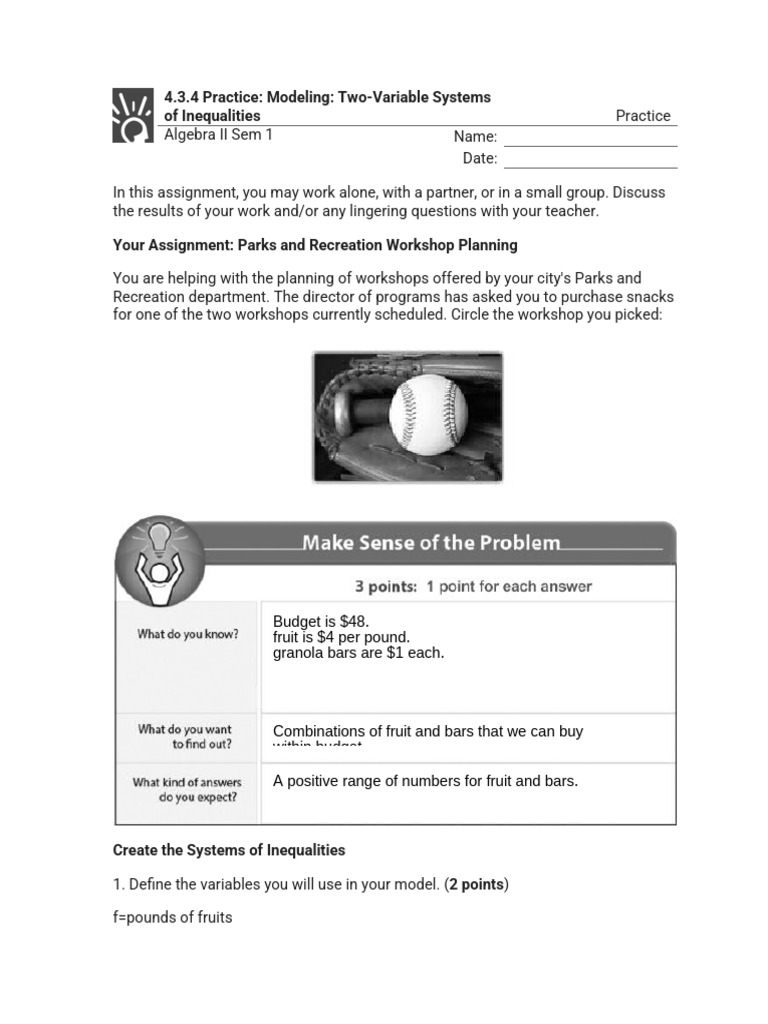 4 3 4 Practice Modeling Two Variable Systems Of Inequalities Practice 1 Pdf