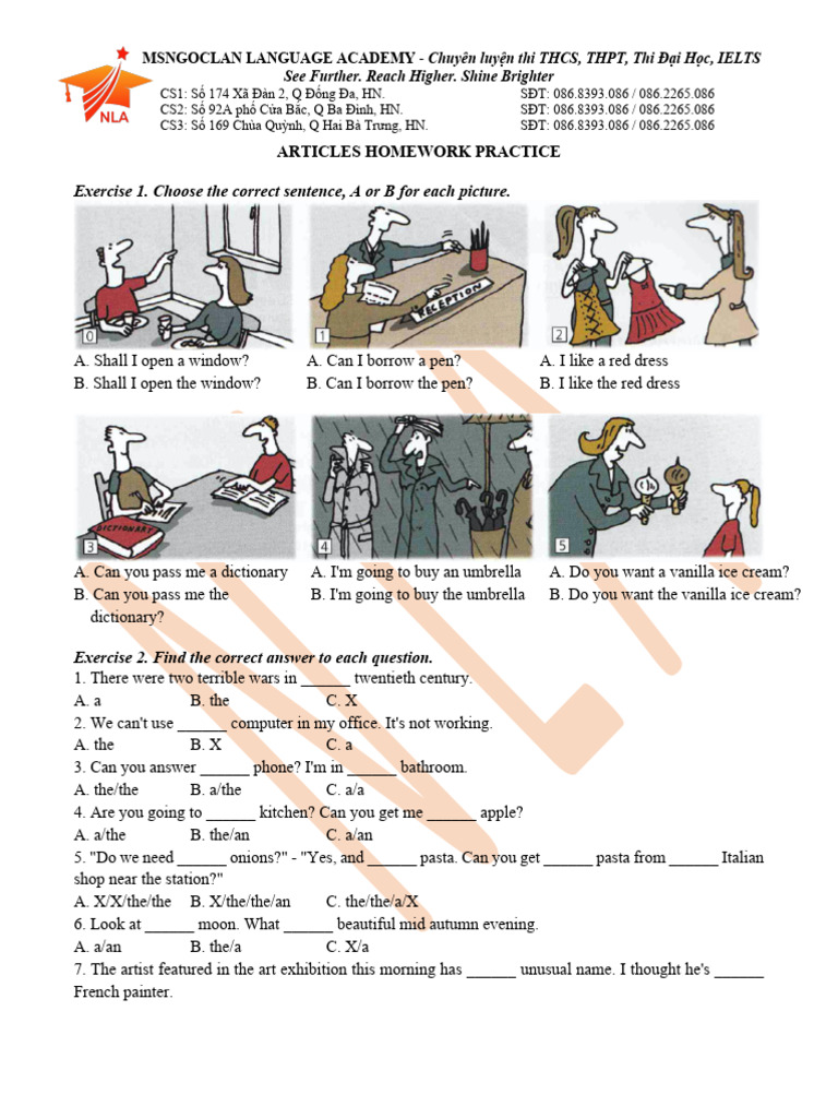 Unit 3 Articles Practice | PDF