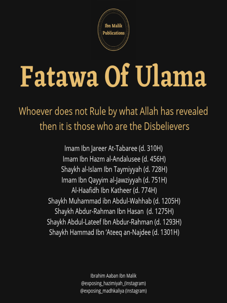 Fatawa of Ulama On Whoever Doesn't Rule by What Allah Has Revealed | PDF | God In Islam | Hadith