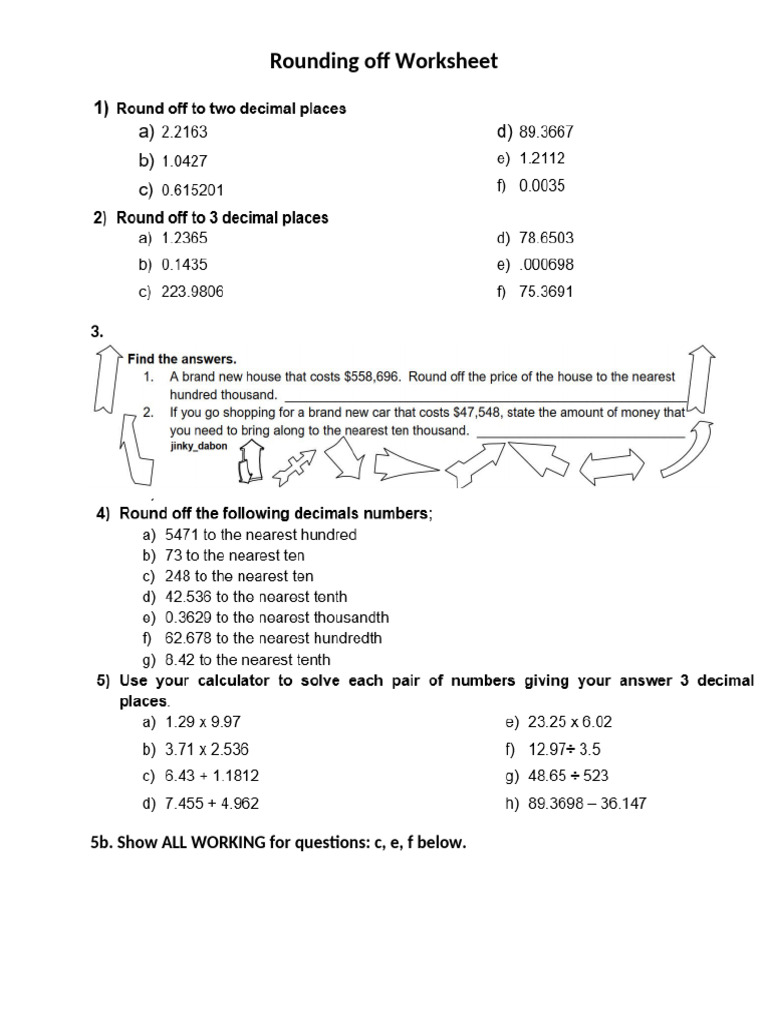 Rounding off Worksheet | PDF