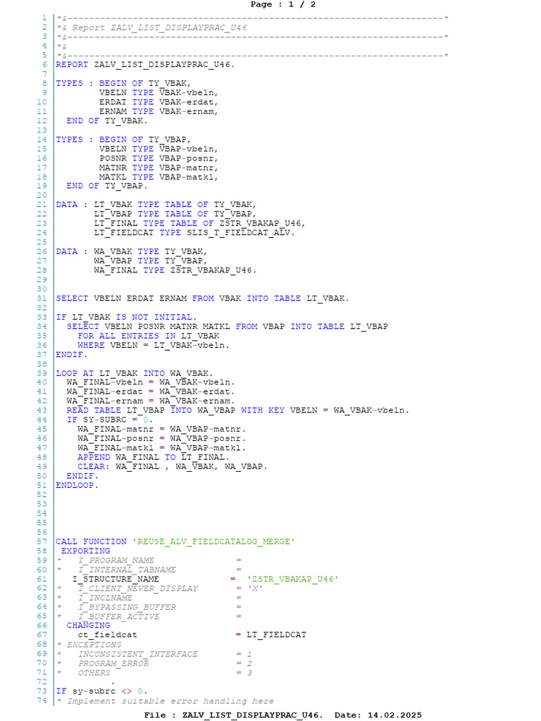 ALV List Display | PDF | Computer Programming | Software Engineering