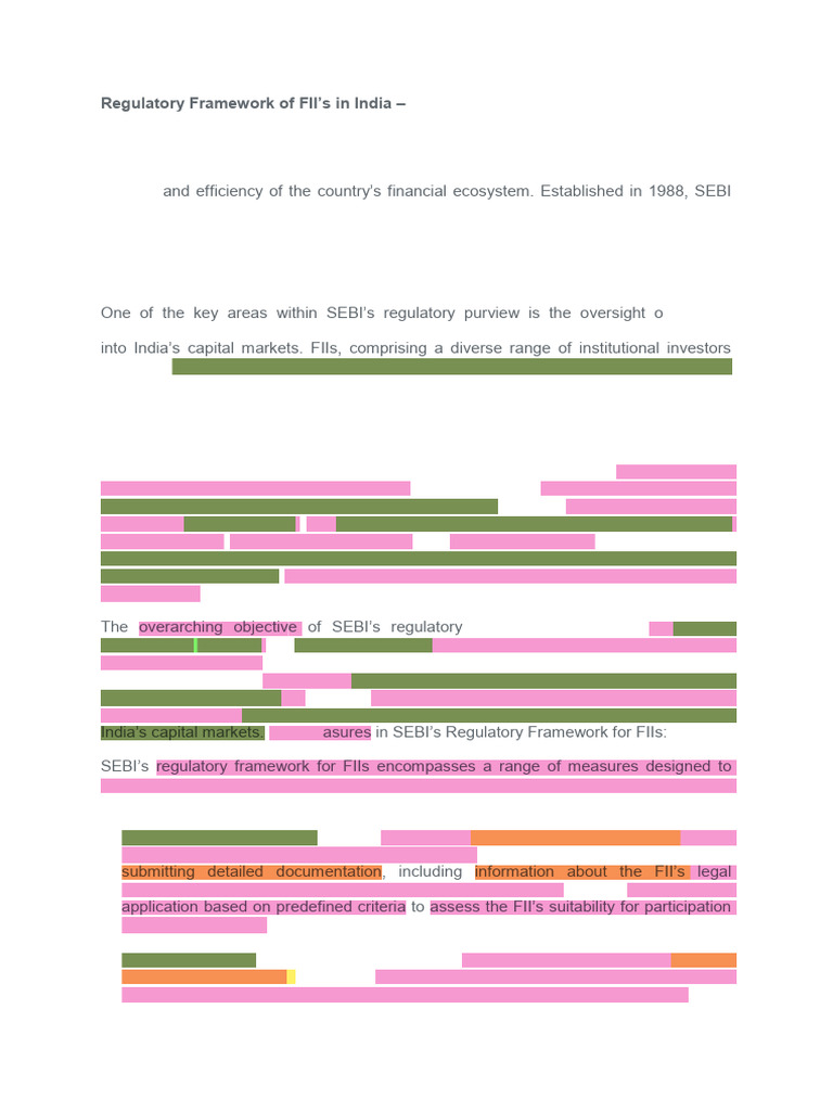 SEBI's FII Regulatory Framework in India | PDF | Institutional ...