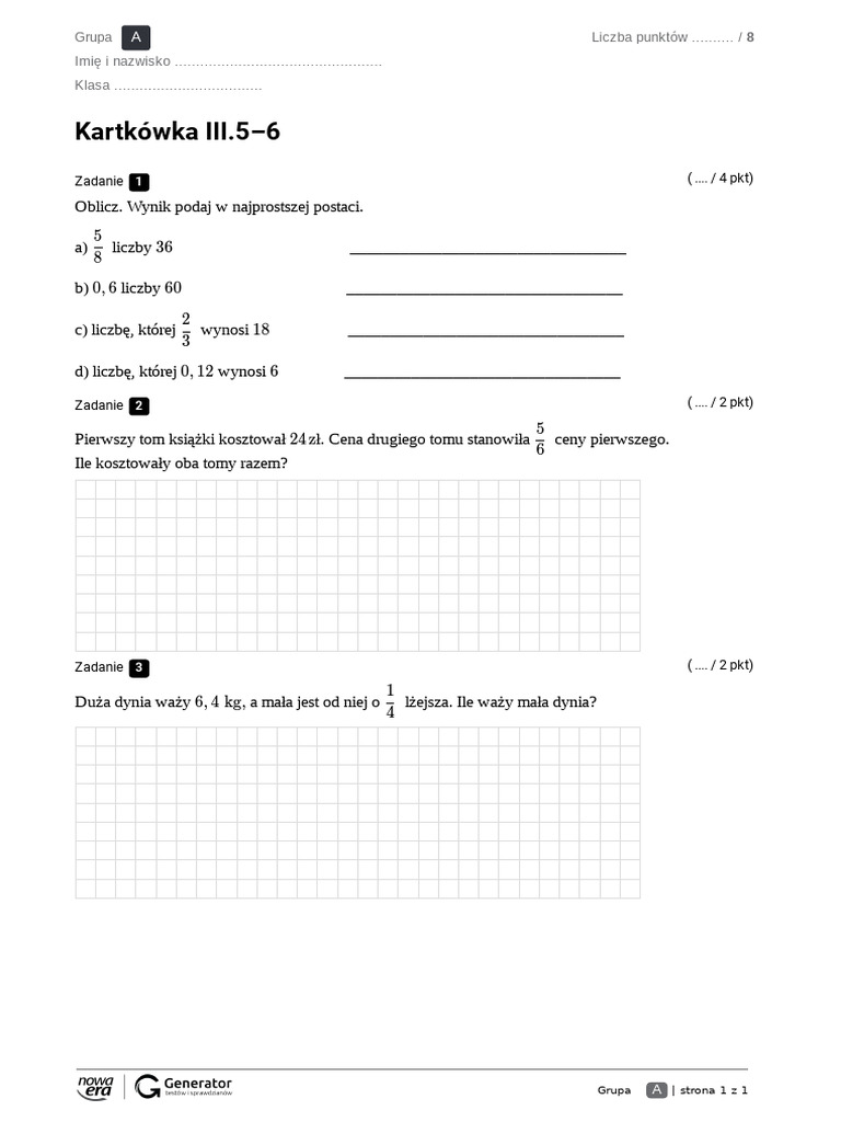 Kartkowka Iii5 6 Klasa 6 | PDF