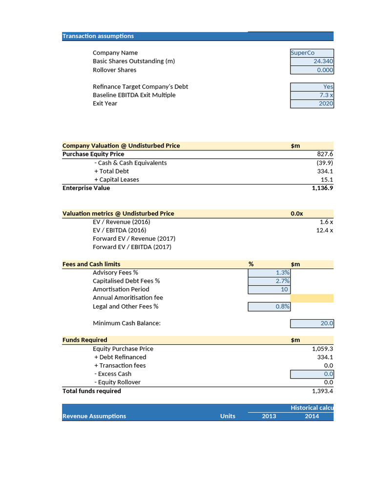Advanced LBO Modeling Part 1 Exam | PDF | Valuation (Finance ...