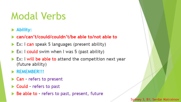 Understanding Modal Verbs: Ability | PDF