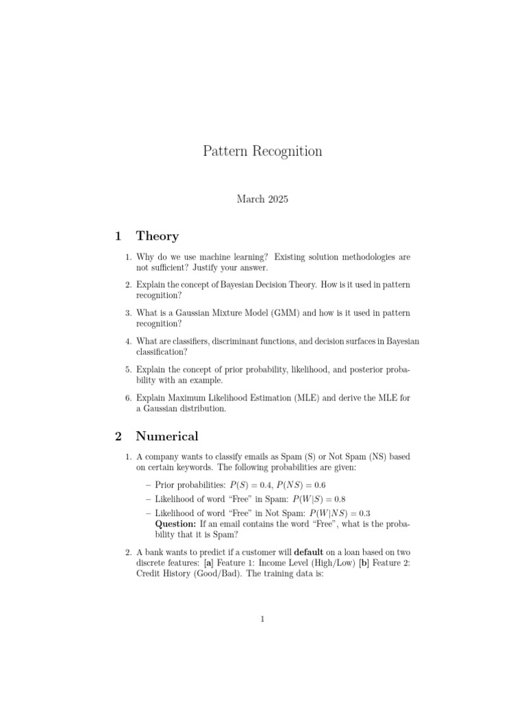 Pattern Reco Suggestion | PDF