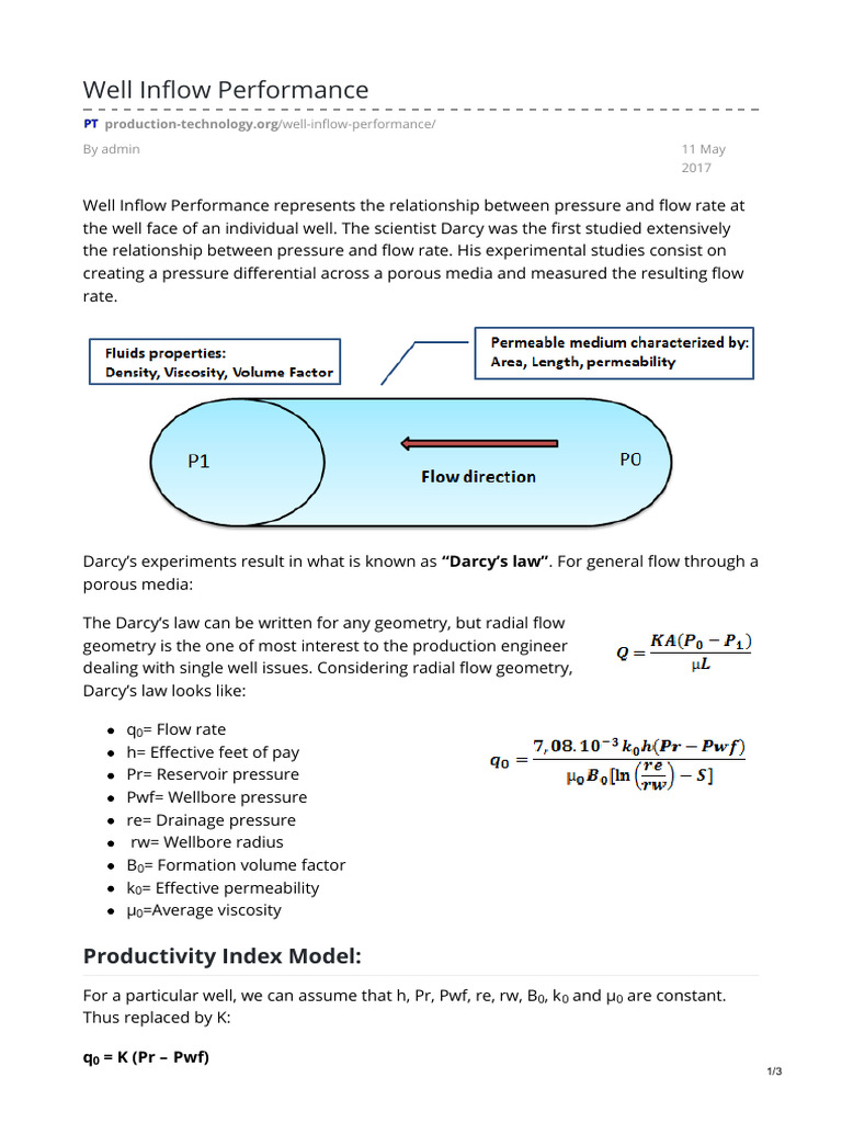Well Inflow Performance | PDF | Continuum Mechanics | Process Engineering