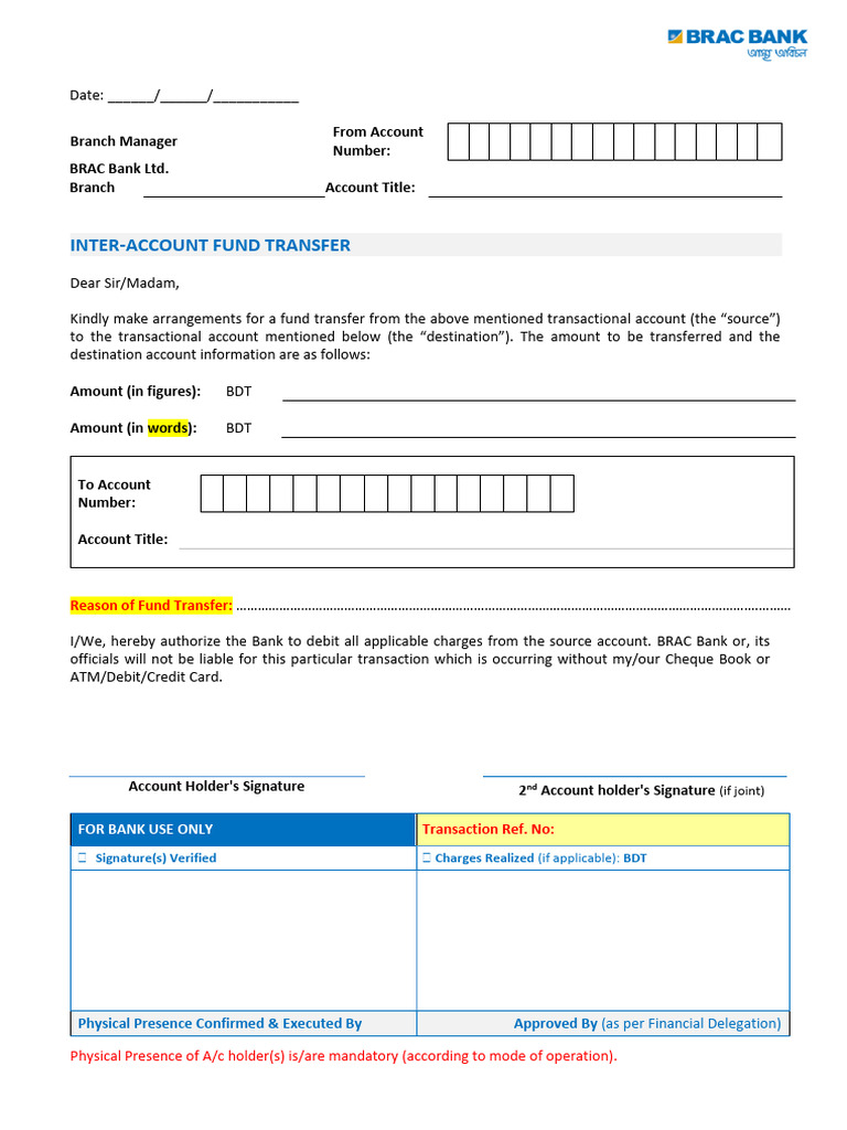 Inter-Account Fund Transfer Request Form | PDF