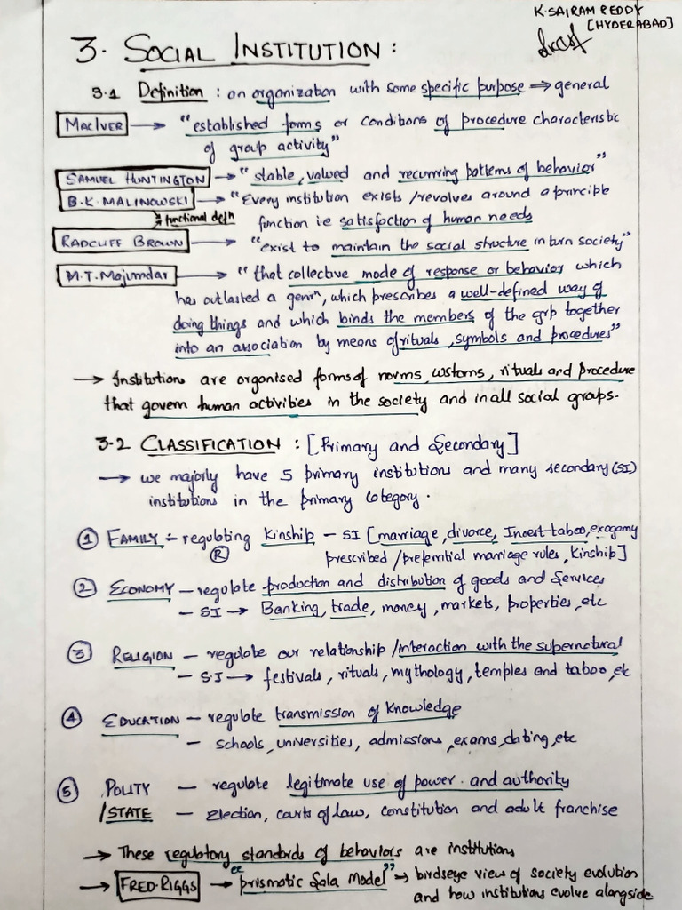 Understanding Social Institutions and Their Functions | PDF