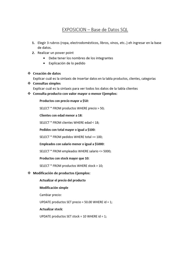 Exposicion de SQL | PDF | SQL | Bases de datos
