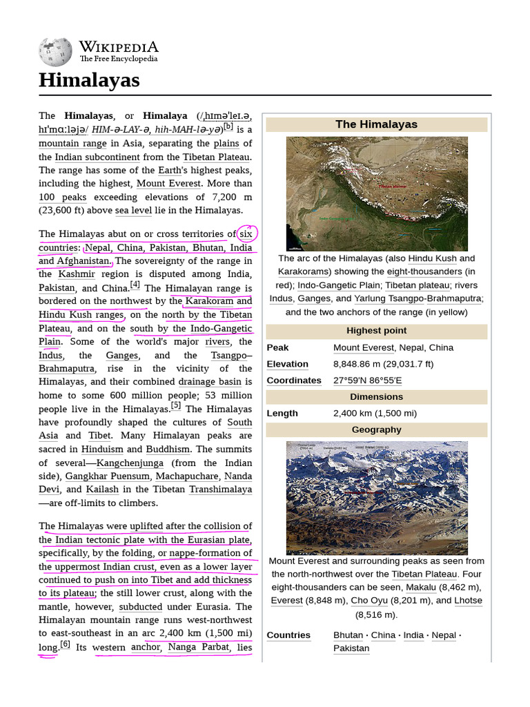 himalaya | PDF | Himalayas | Plate Tectonics