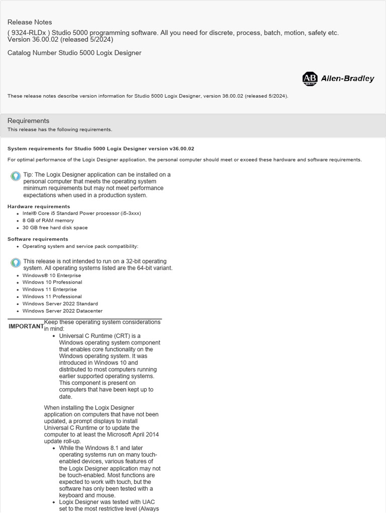 Studio 5000 Logix Designer - 36.00.02 (Released 5 - 2024) | PDF ...