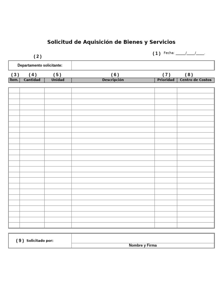 Formato de Adquisición de Bienes o Servicios | PDF