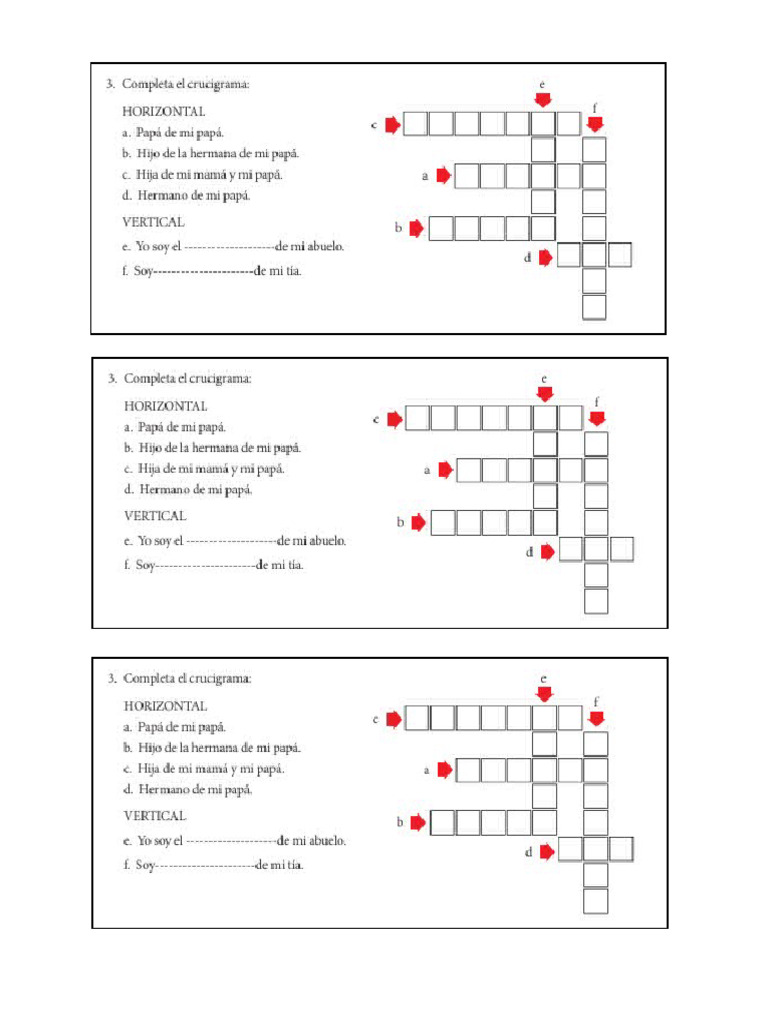 Crucigrama Familia | PDF