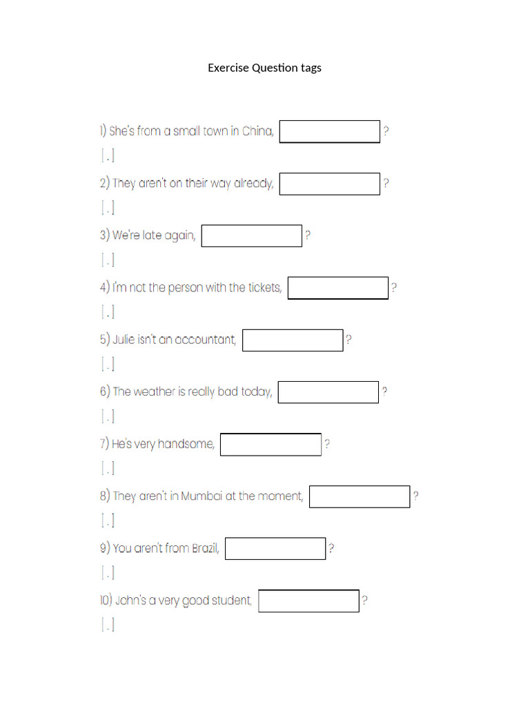 Exercise Question Tags | PDF