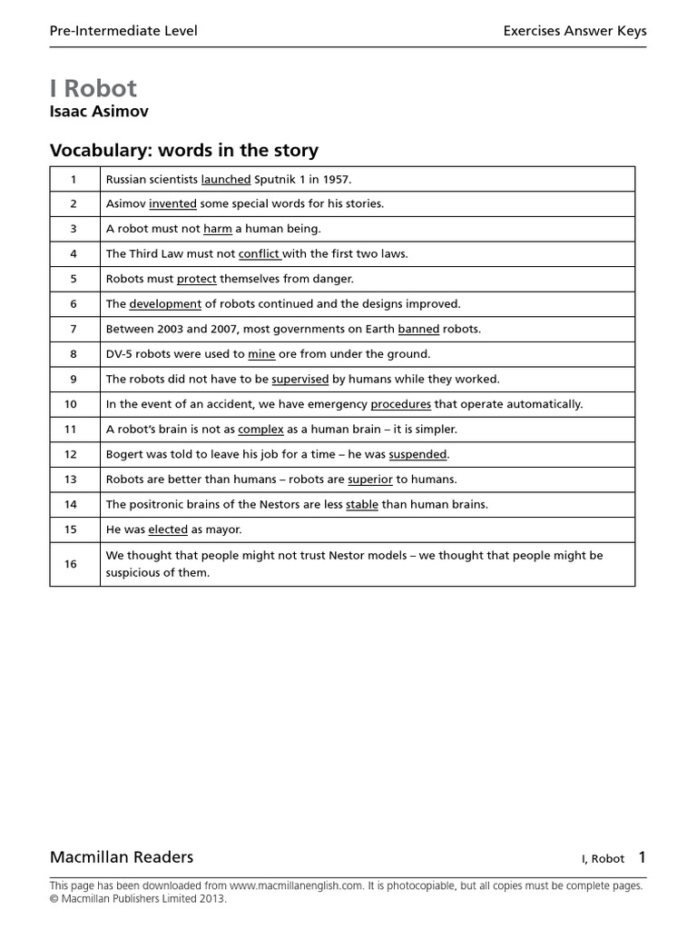 Exercises-Answer-Keys | PDF | Isaac Asimov