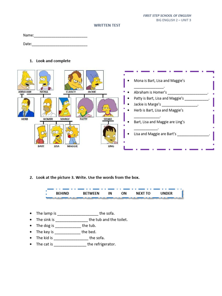 English Test for Kids: Unit 3 | PDF