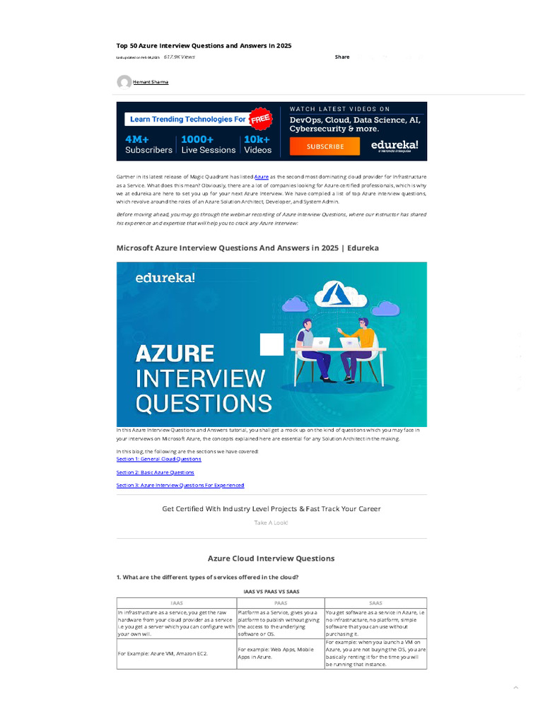 Top Azure Interview Questions 2025 | PDF | Cloud Computing | Microsoft ...