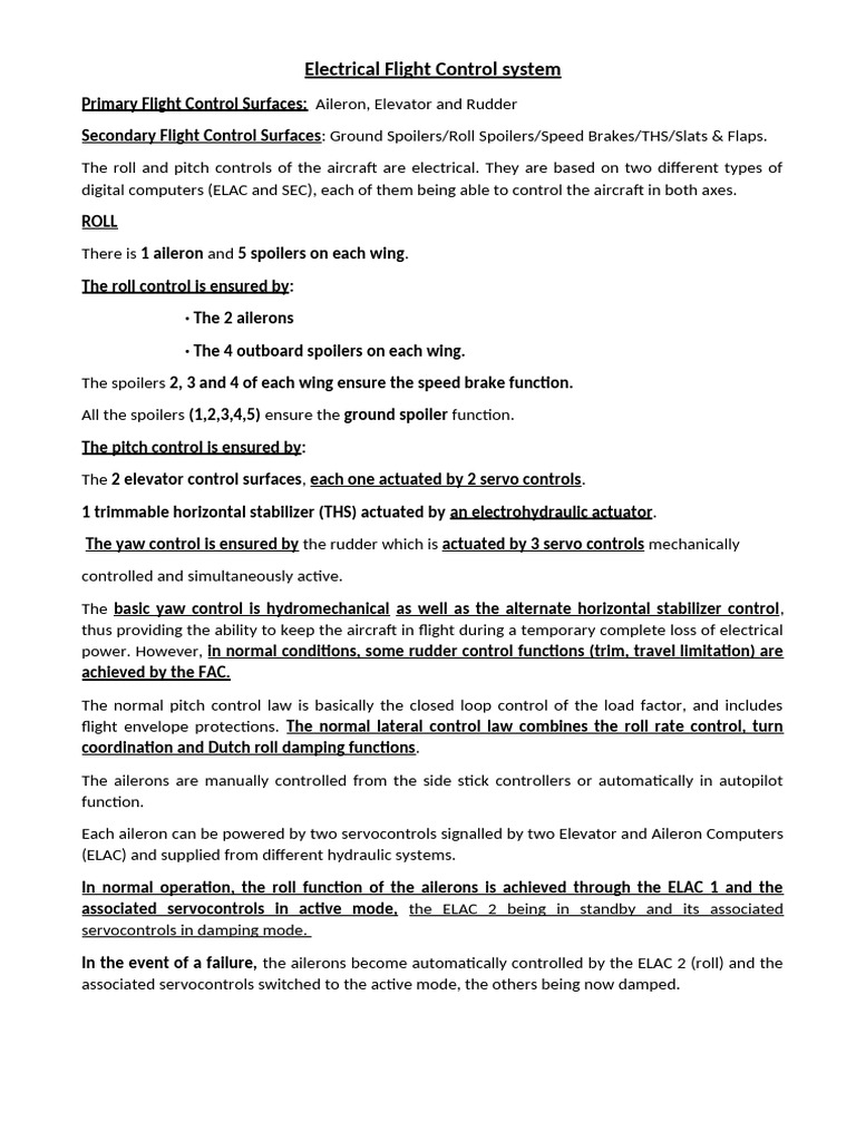Electrical Flight Control System Overview | PDF | Aircraft Flight ...