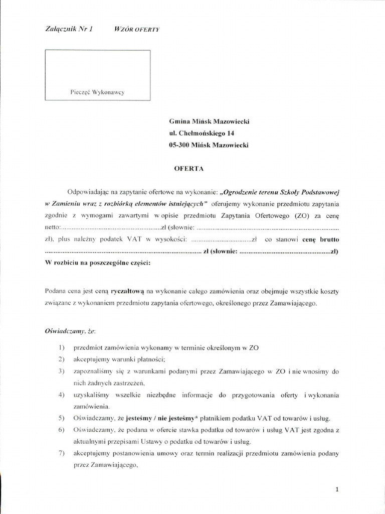 Wzor Oferty | PDF
