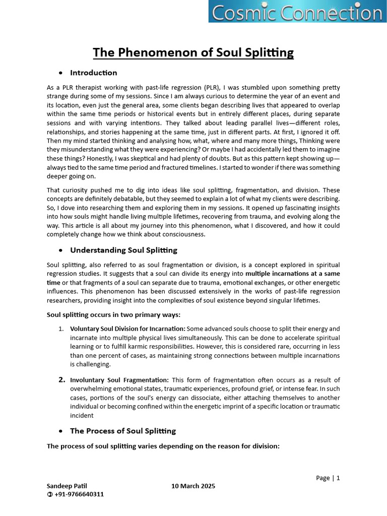 The Phenomenon of Soul Splitting Sandeep Patil | PDF | Soul ...