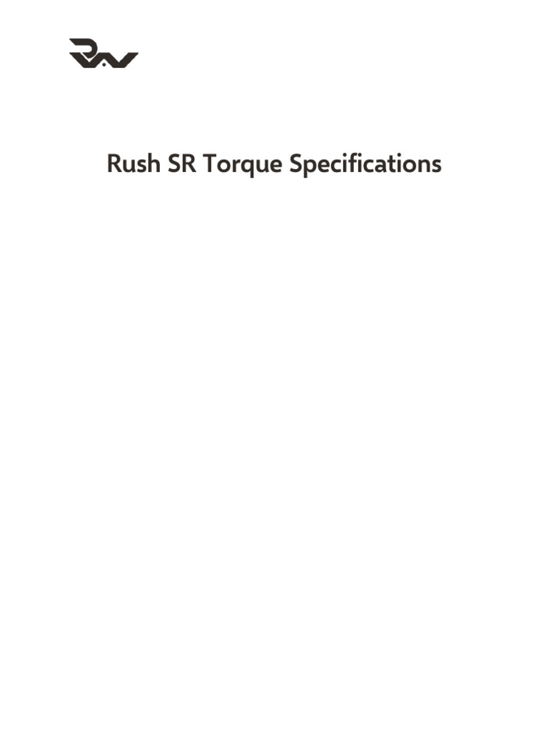 Rush SR Torque Specifications | PDF | Nut (Hardware) | Screw