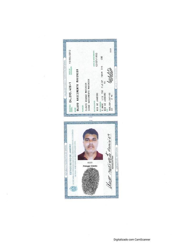 RG CPF Olavo Nascimento | PDF