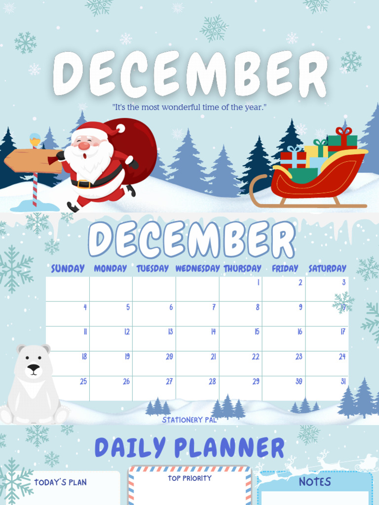 December Daily Planner Template | PDF