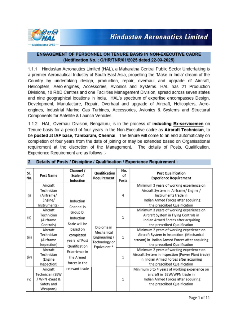 Final Detailed Advt - Hal Website 22 03 2025 - 1742629822 | PDF