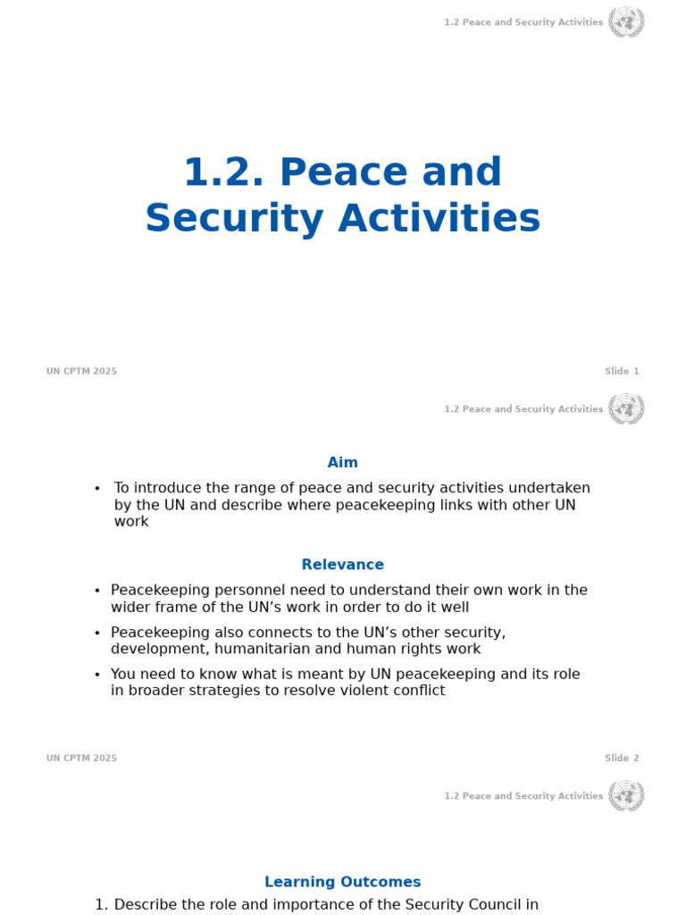 UN Peace and Security Activities Overview | PDF | Peacekeeping ...
