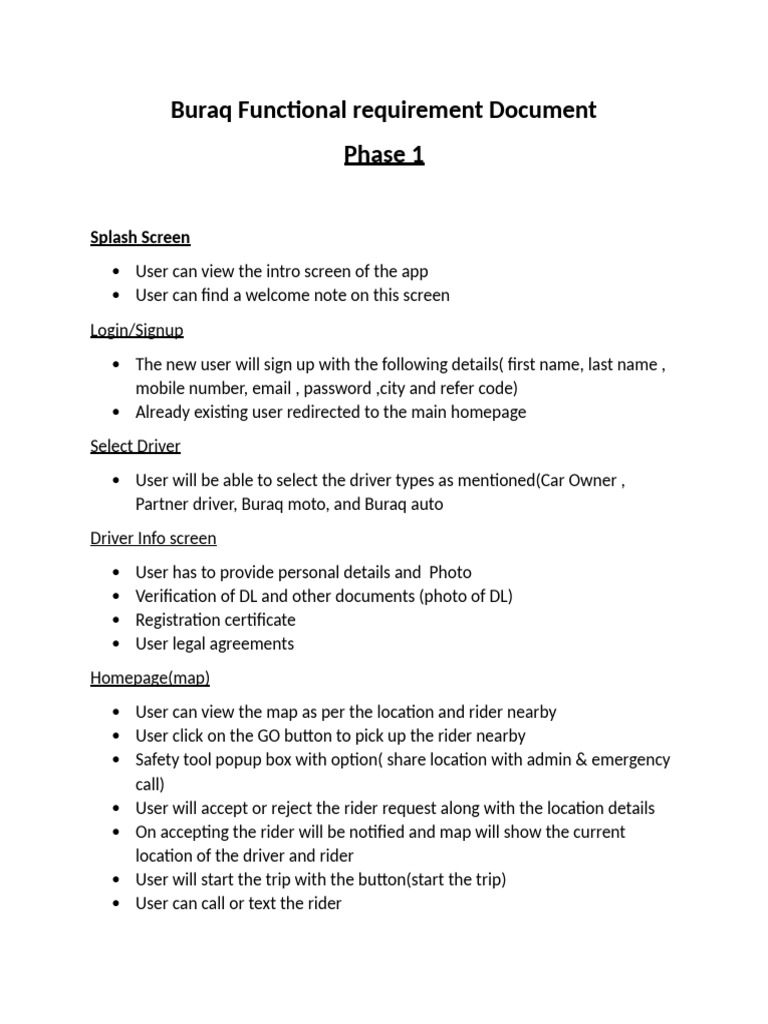 Buraq Functional requirement Document | PDF | Computing | Software