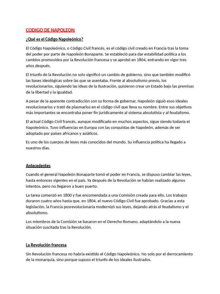 Código Napoleónico: Leyes de 1804 | PDF | Napoleón | revolución Francesa