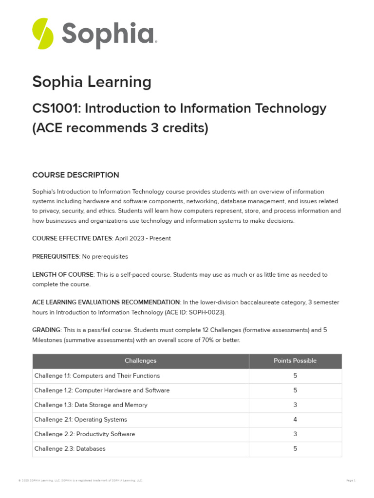 Sophia University -Course outline BSC | PDF | Databases | Information ...