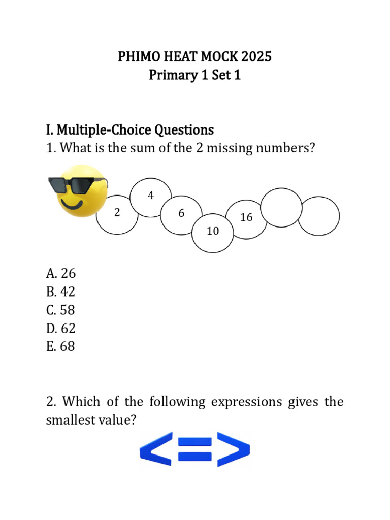 VTAMPS 19 Primary 1 Set 1 | PDF | Mathematics