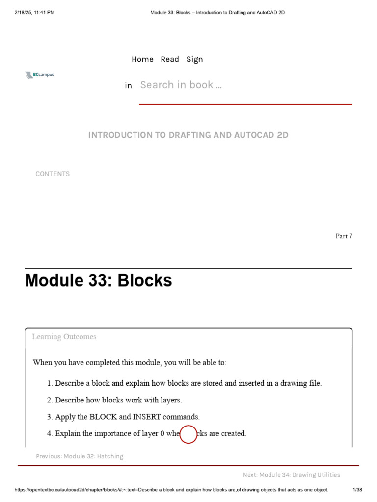 Module 33 - Blocks - Introduction To Drafting and AutoCAD 2D | PDF | Technical Drawing | Auto Cad