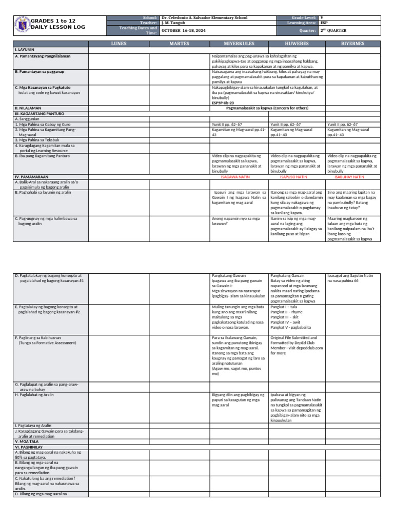 DLL_ESP 5_Q2_W2 | PDF