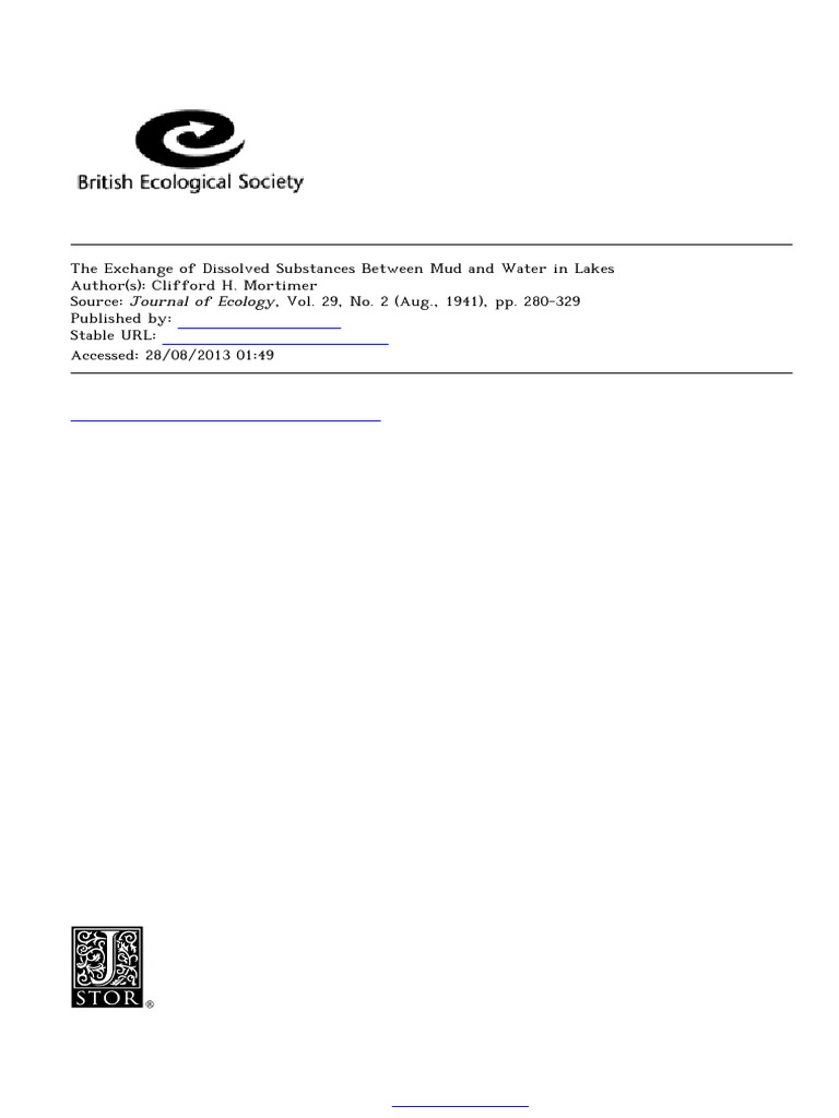 The Exchange of Dissolved Substances Between Mud and Water in Lakes | PDF | Iron | Water
