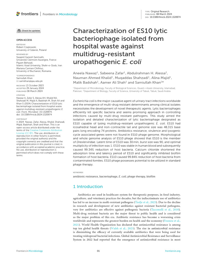 fmicb-15-1320974 | PDF | Bacteriophage | Antimicrobial Resistance