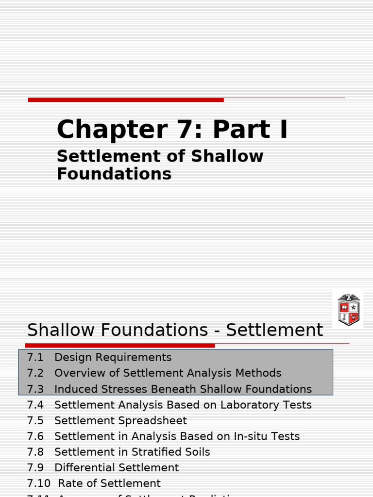 Settlement Analysis of Shallow Foundations | PDF | Geotechnical ...